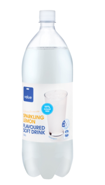 Value Sparkling Lemon 99% Sugar Free Flavoured Soft Drink 1.5l ...